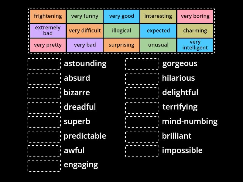 Review FCE Compact adjectives - Une las parejas
