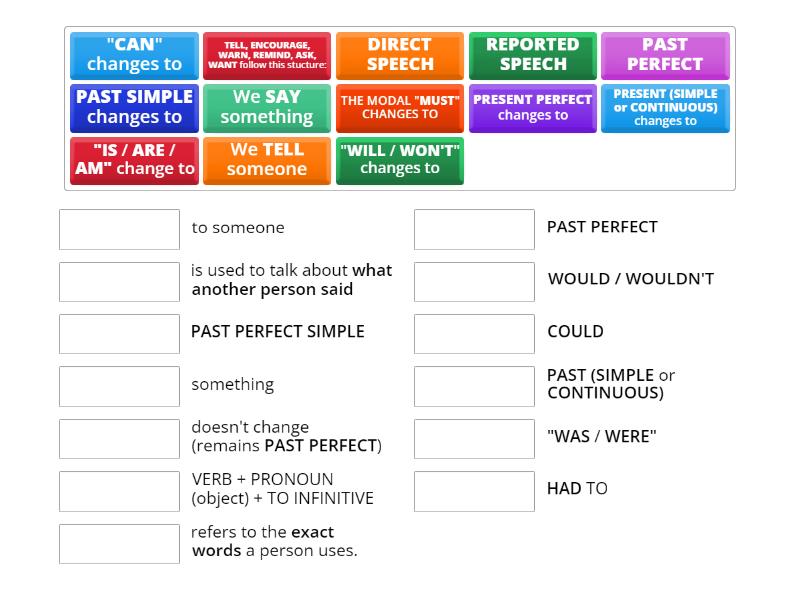 REPORTED SPEECH - Match up
