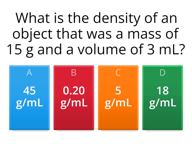 Density Review - Quiz