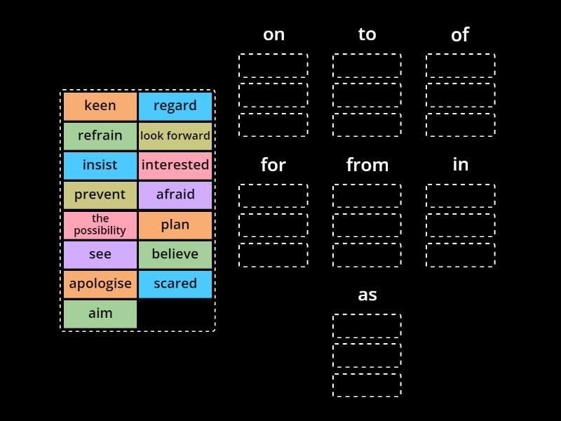 Preposition collocations - Group sort