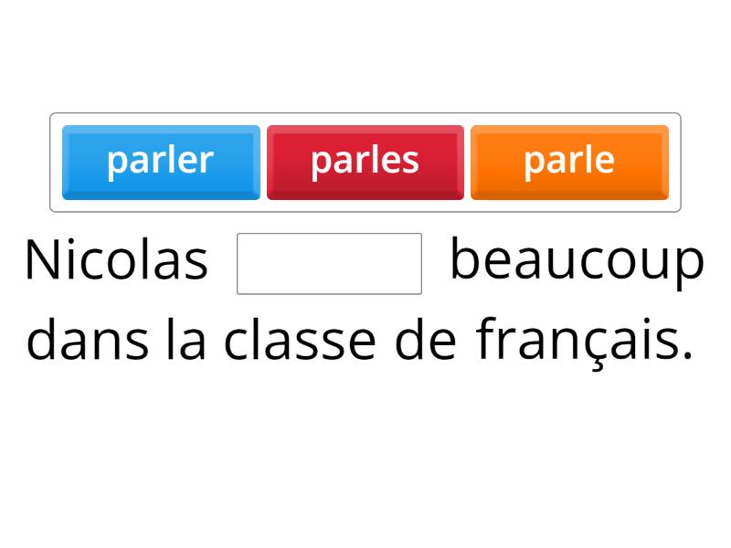 Les actions de la classe: parler, écouter, repeter, noter, étudier ...