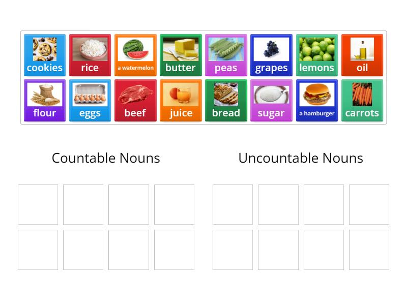Countable Vs Uncountable Nouns - Group sort