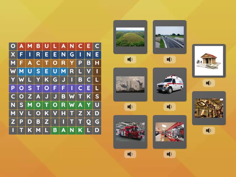 4.3.GRF - U1- Going to town. Find the words. - Wordsearch