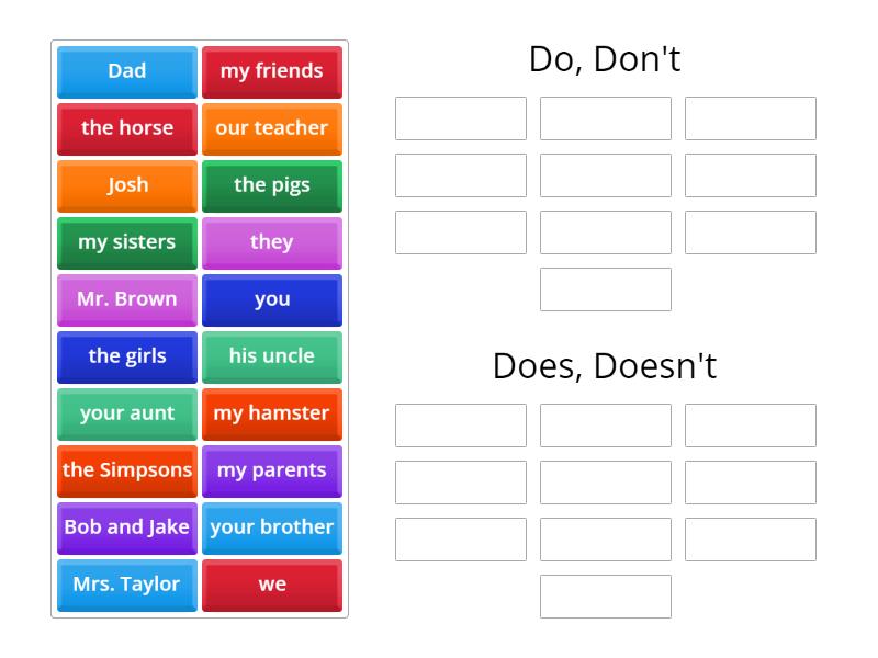 Project 1 - 4D - Do, Does, Don't, Doesn't - Group sort