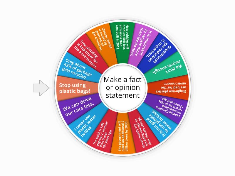 Expressing Facts or Opinions - Spin the wheel