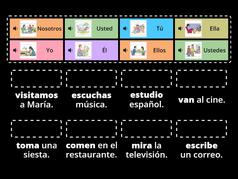 Pronombres y conjugaciones 1 - Une las parejas