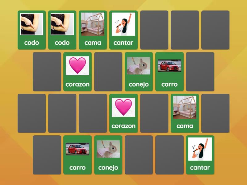 Palabras con ca, co, cu, que, qui - Matching pairs