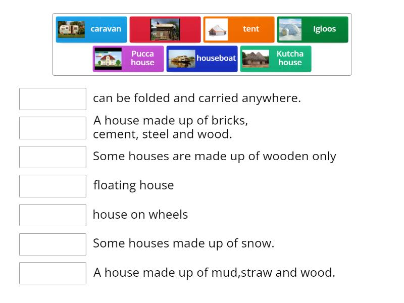 EVS- TYPES OF HOUSES (MATCHING) - Match up