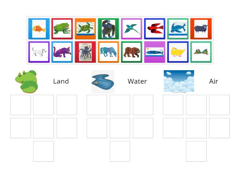 Eric Carle air, sea, land animal sorting - Group sort