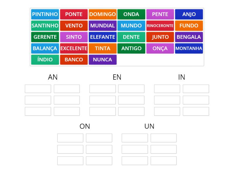 PALAVRAS COM AN EN IN ON UN - Group sort