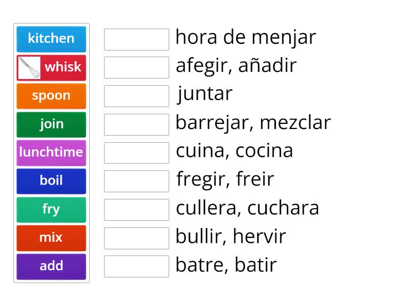 cooking words - Match up