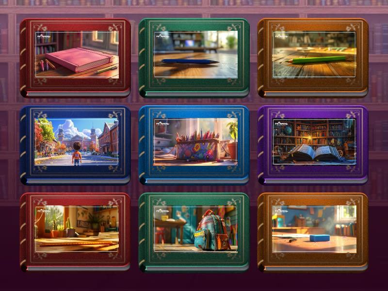 School objects - Flip tiles