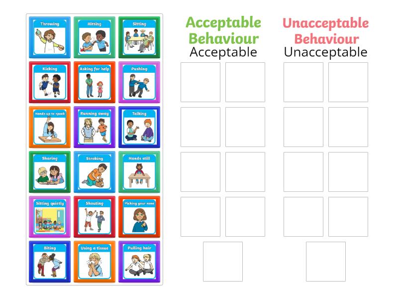 Acceptable & Unacceptable Behavior - Group sort