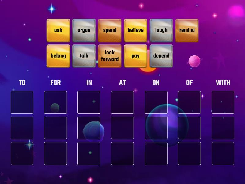 Dependent Prepositions (verbs) - Group sort