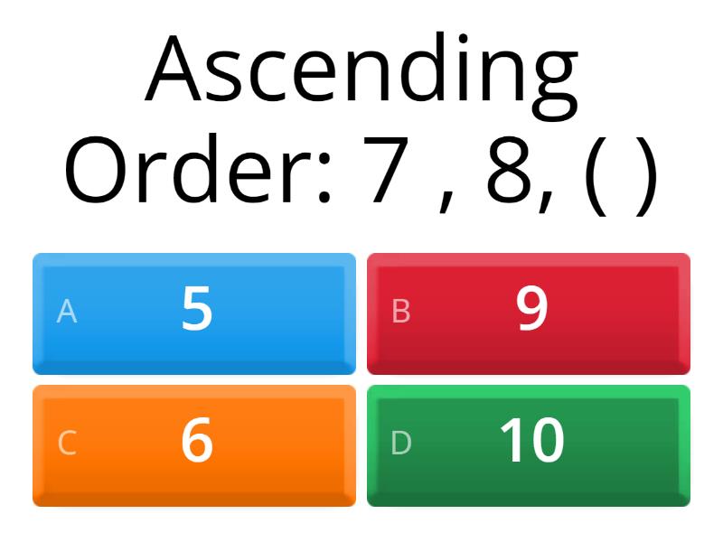 Ascending Order - Quiz