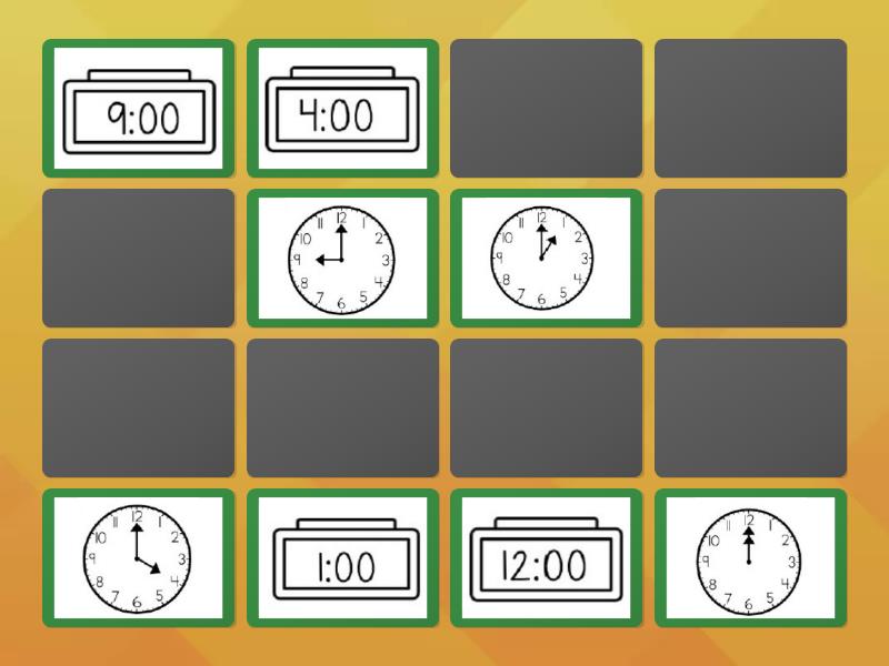 Analog/Digital Time- Hour and Half Hour - Matching pairs