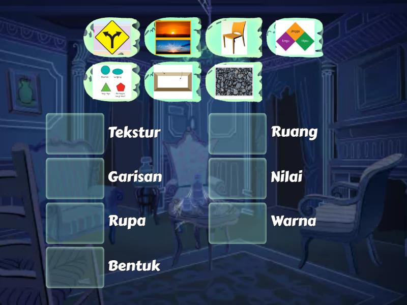 Games Kuiz ELEMEN REKA BENTUK - Match up