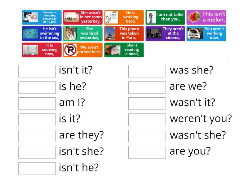 Question tags with verb to be - Match up
