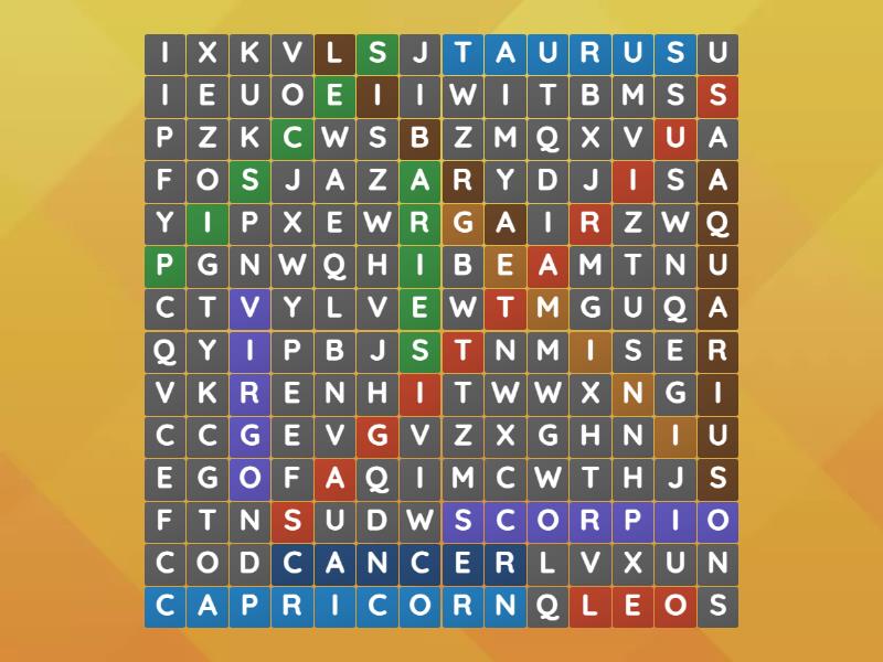 Pre-Intermediate Zodiac signs - Wordsearch