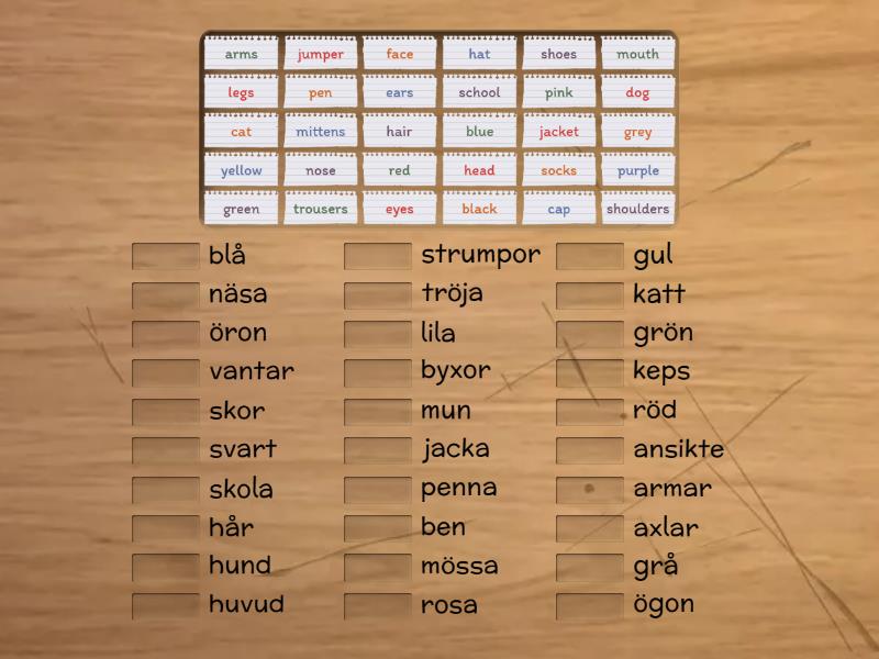 Engelska ord - Match up