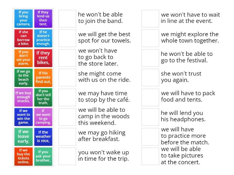 First conditional - Match up