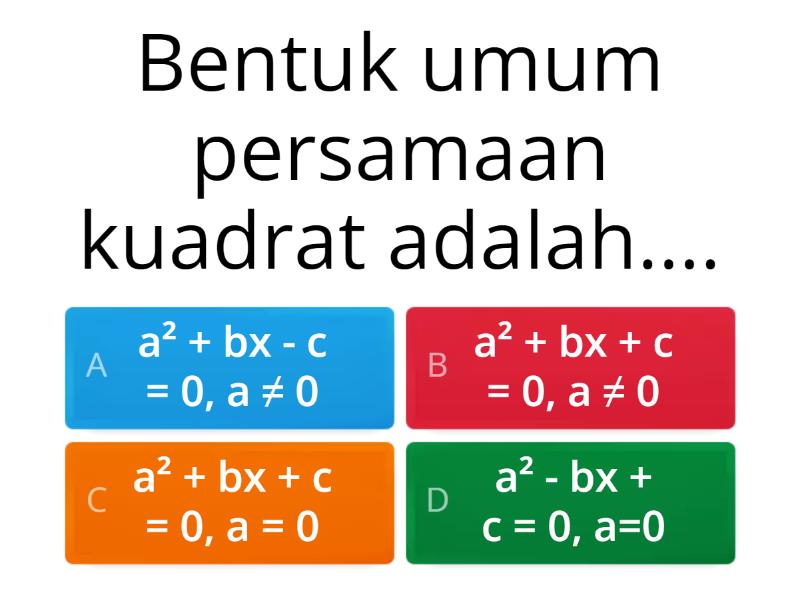 Persamaan dan Fungsi Kuadrat G-02 X1 - Quiz