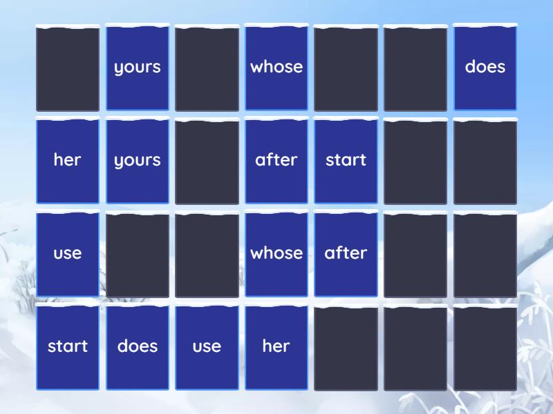 Red Word Concentration - Matching pairs
