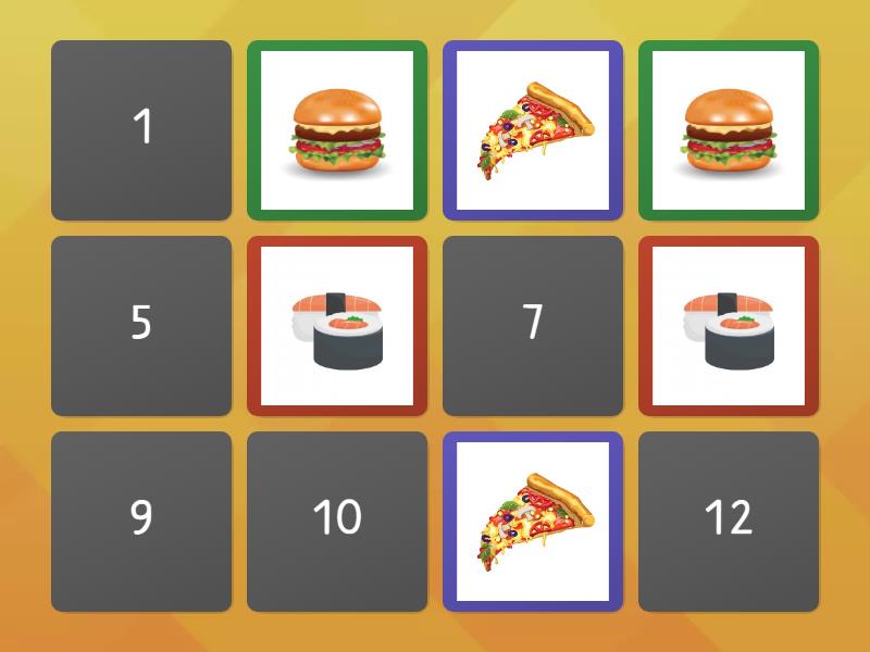 Comidas e Brincadeiras - Matching pairs