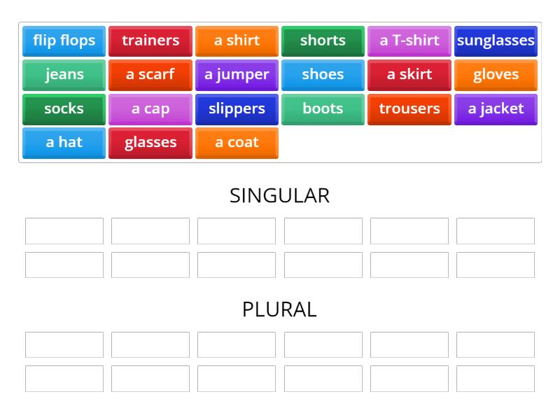 Classifying the words into singular or plural. - Group sort