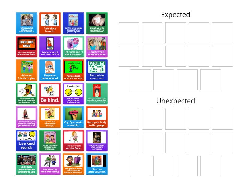 Expected (Green) and Unexpected (Red) Behavior - Group sort