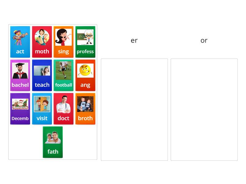 FnF G5 U11 of Suffixes "or" and "er" - Group sort
