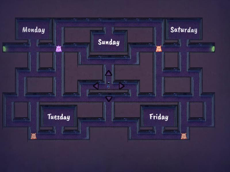 Numbers 1-31, Days of the week, Months of the year - Maze chase