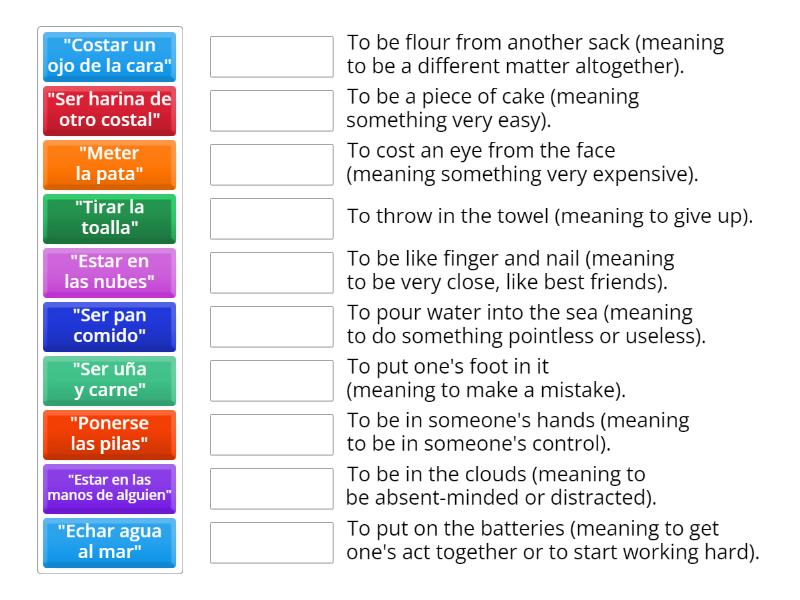 Expresiones idiomaticas - Match up