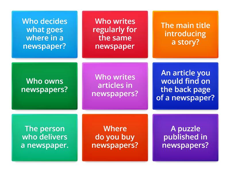 Journalism Vocabulary - Newspapers B1 - Flip tiles