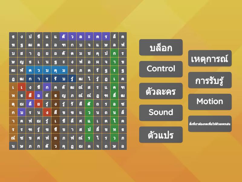 บล็อกคำสั่งโปรแกรม scratch - Wordsearch