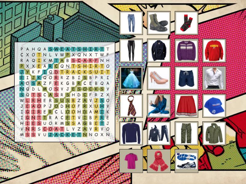 3A Clothes - Wordsearch