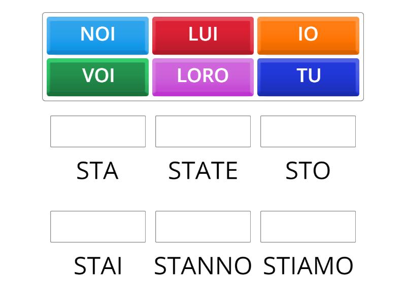 A1- Verbo STARE (Coniugazione - Presente) - Match up