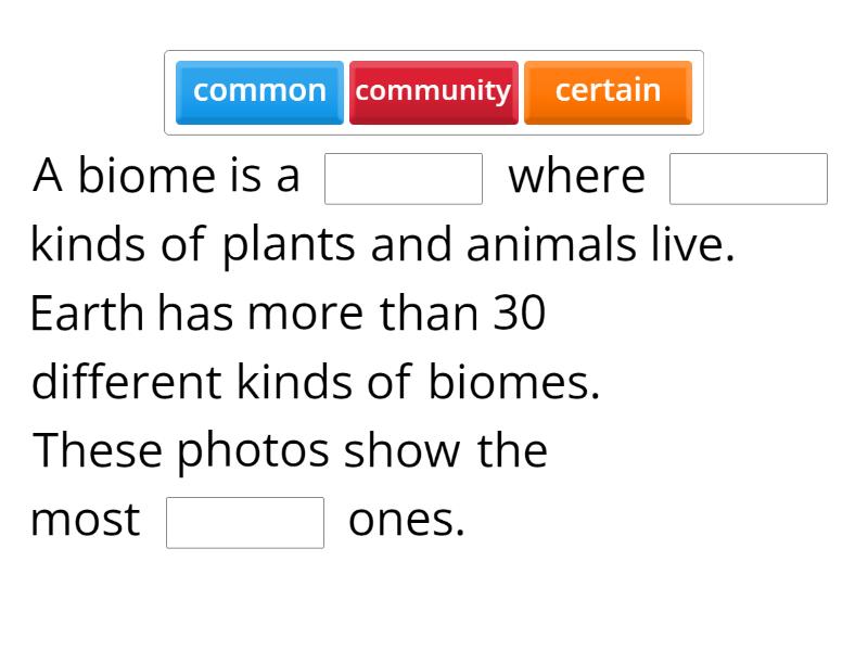 Biomes All Over the World - Complete the sentence