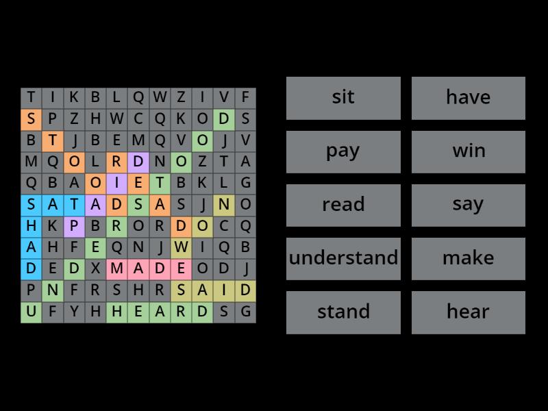 Simple Past and Past Participle V - Wordsearch