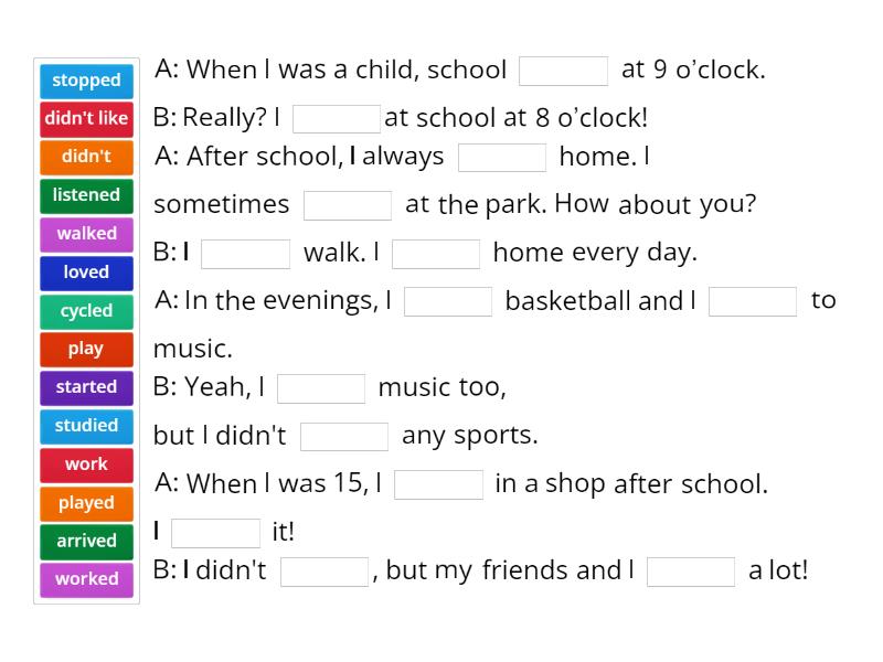 Roadmap A1 (8A. When I was young) - Missing word