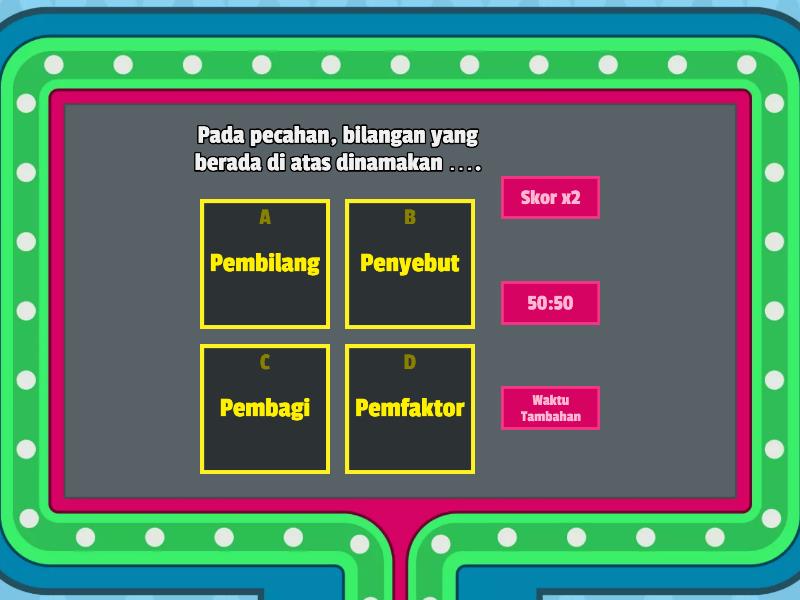 Soal Matematika Kelas 4 SD Bab Pecahan - Game show de TV