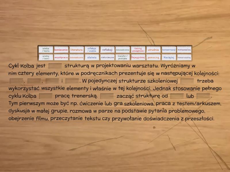 Cykl Kolba - Complete the sentence