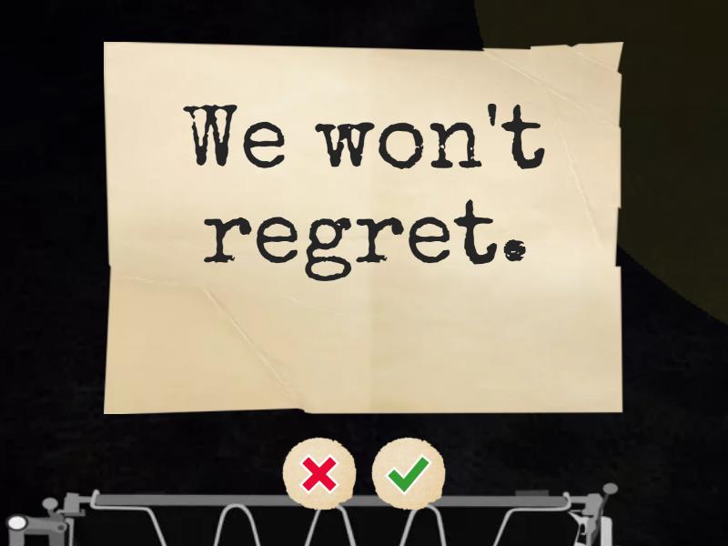 I won't regret. - Flash cards