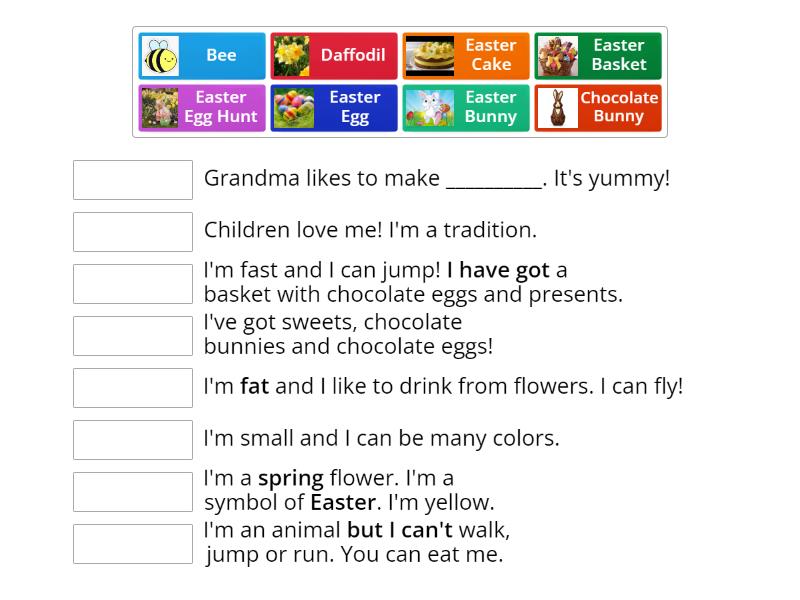 My Easter and Spring riddles harder version ! - Match up