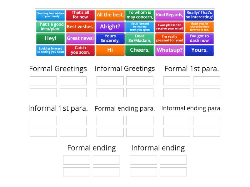 FCE2 - Writing - Letters/Emails Formal or informal - Ordenar por grupo