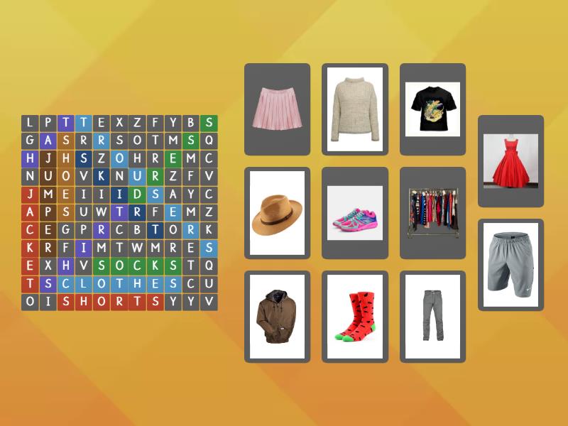8 New clothes - Wordsearch