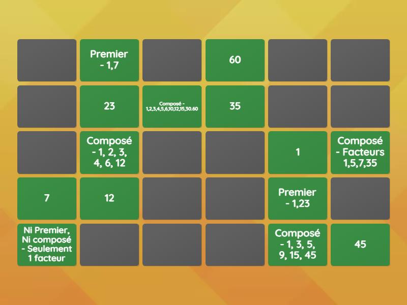 Nombre Premier ou Composé - Matching pairs