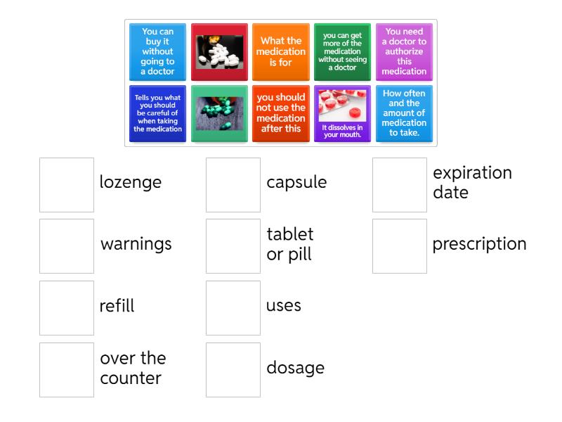Medication Vocabulary Matching - Match up