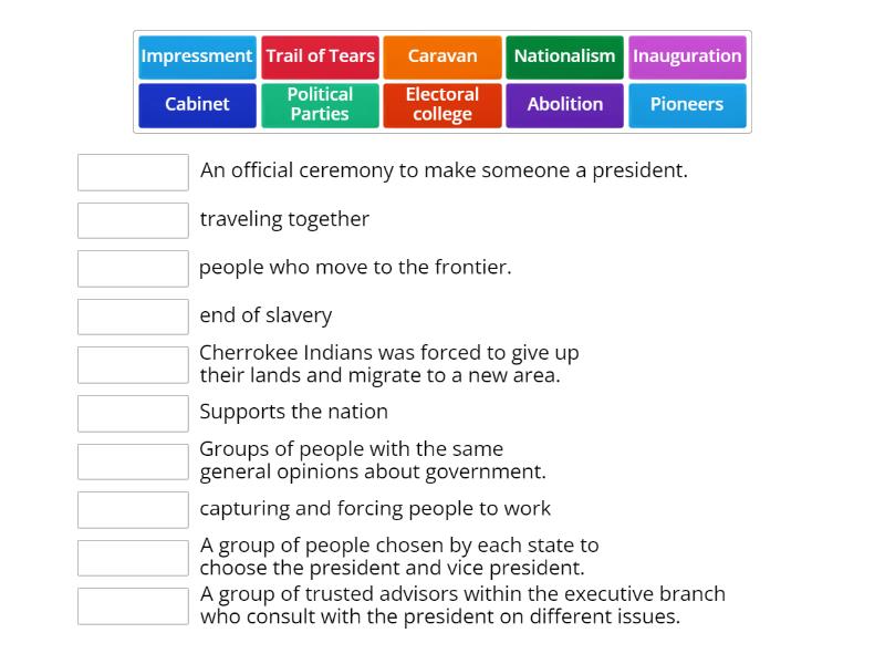 Chapter 7 Vocabulary - Match up