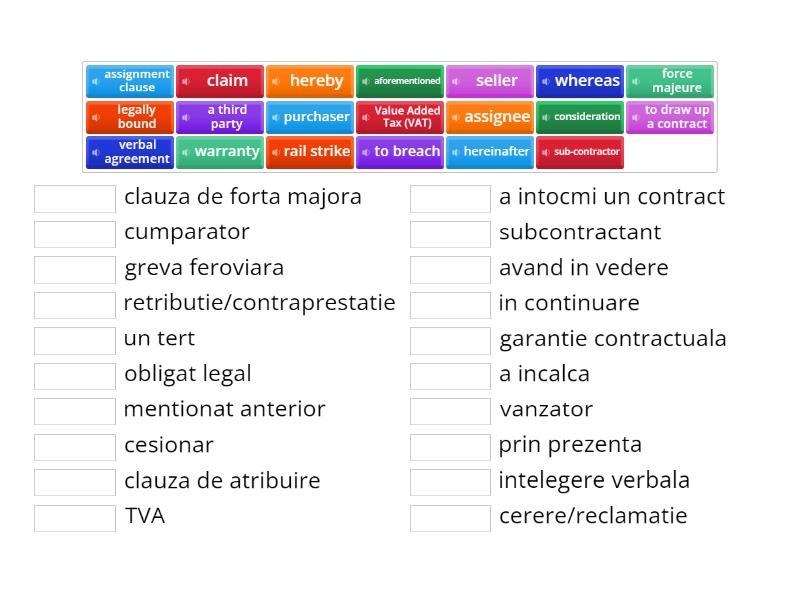 Legal English: Intro Unit 3 - Match up